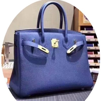 Royal Blue Malachite Green Platinum Bag Genuine Leather Bag Lychee Grain Leather Handbag 25cm