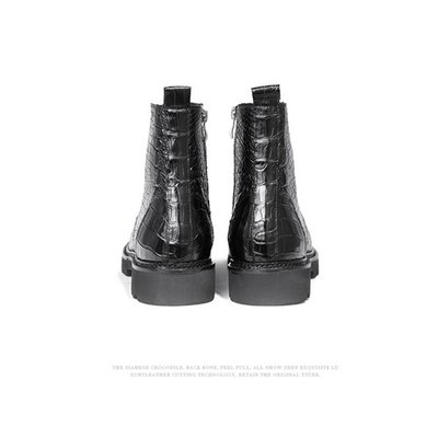 Thailand Crocodile Leather Men's Boots High-End Fashion Casual Martin Boots Lace Up Round Toe Leather High Boots