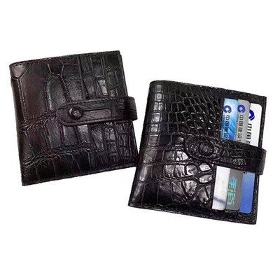 Real Crocodile Leather Wallet Short Leather Multi-Card Card Holder New Leather Wallet Buckle Wallet Unisex