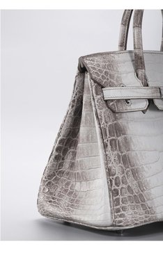 Gradient Himalayan Platinum Imported Nile Crocodile Leather Women's Handbag 25CM Support Customization