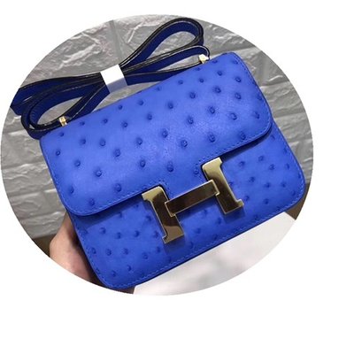 Ostrich Leather Women's Bag Leather Stewardess Bag Kangkang Fashion Tofu Small Square Bag Shoulder Messenger