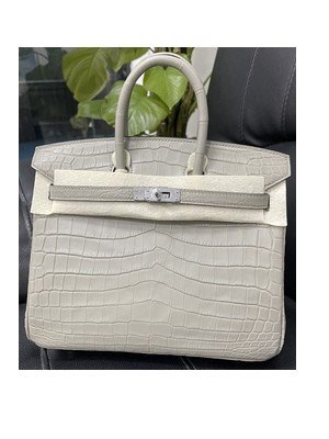 Nile Crocodile Platinum 25 Matte Pure Water Dyed Crocodile Leather Bag European And American Fashion Women's Handbag