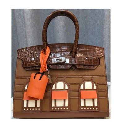 Europe And The United States New Small House Leather Platinum Bag Ladies First Layer Cowhide Handbag Crocodile Pattern
