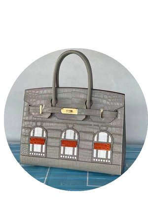 Europe And The United States New Small House Leather Platinum Bag Ladies First Layer Cowhide Handbag Crocodile Pattern