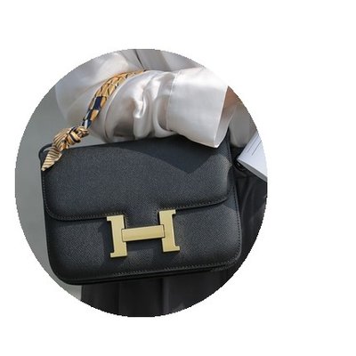 Palm Grain Cowhide Kangkang Bag Women's Leather H Buckle Stewardess Bag Shoulder Small Square Bag Oblique Cross Tofu