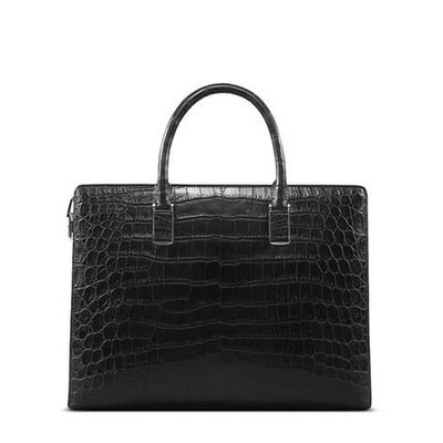 Nile Crocodile Leather Men's Bag Multi-Layered Portable Briefcase Leather Crocodile Belly Platinum Production