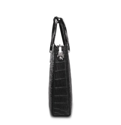 Nile Crocodile Leather Men's Bag Multi-Layered Portable Briefcase Leather Crocodile Belly Platinum Production