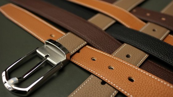 Monisa French TOGO Cowhide Men's Business Leather Belt Black Coffee-Colored Elephant Gray Stainless Steel Pin Buckle