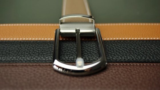 Monisa French TOGO Cowhide Men's Business Leather Belt Black Coffee-Colored Elephant Gray Stainless Steel Pin Buckle