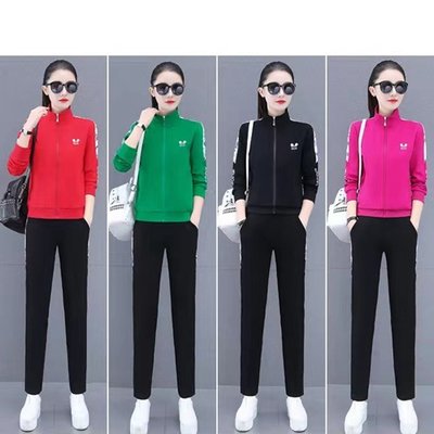 Sports Suit Women's Spring And Autumn Women's Casual Suit Stand-Up Collar Sweater Women's Running Two-Piece Set