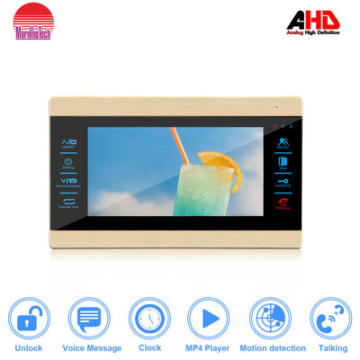 Morningtech Gold color 7inch touch button AHD video door phone intercom system for home