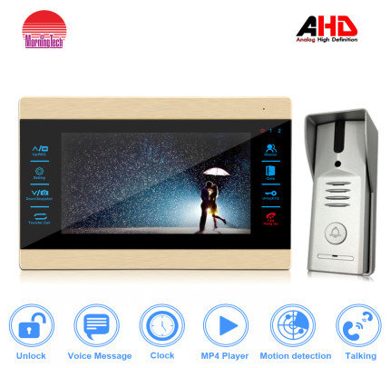 Morningtech AHD Touch Screen Video Door Phone with record Max support 32G Can  watch movies by indoor monitor