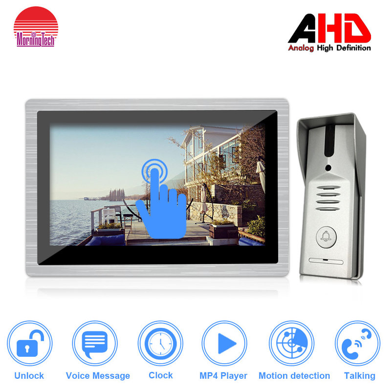 Morningtech Phone unlocked 10 Inch Sensor's Button AHD960P Video Door Phone , professional intercom system