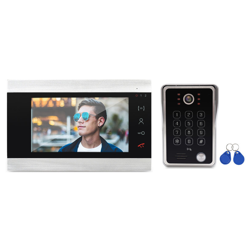 7" Monitors RFID Password Video Door Phone Intercom Doorbell With IR Camera video switch to CVBS/AHD