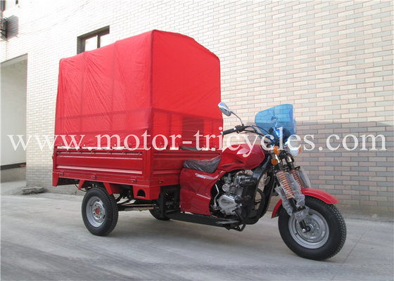 Rear Tent Rainroof Passenger Motor Tricycle , Three Wheel Cargo Motorcycle Trikes Truck