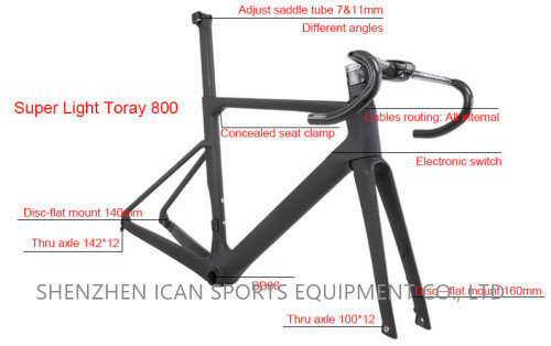 46/49/52/54/56/58cm Flat Mount Disc Carbon Road Frame for Road Bicycles