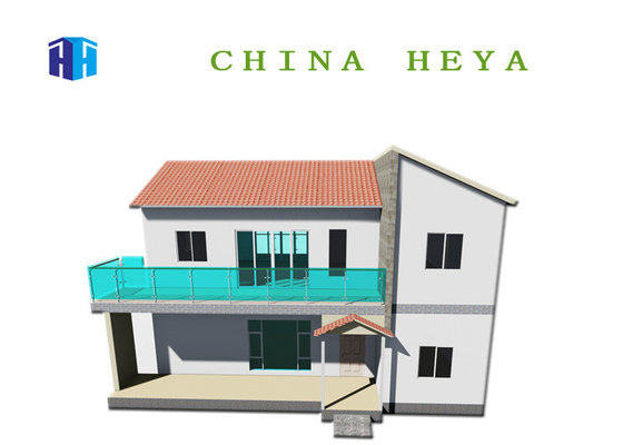 Long Life Span Two Storey Prefab House Villa EPS Sandwich Tile Roof Anti Impact