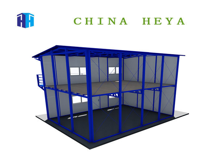 Labor Saving Double Storey Prefab Houses Modular Dormitory Construction Heat Insulation