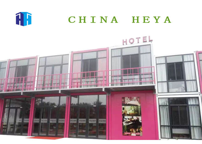 Durable Double Storey Prefab House Modular Container Hotel Rooms 25 Years Life Span
