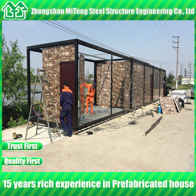 Steel structure Insulated Expandable Container House with Cultural Stone Sandwich Panel