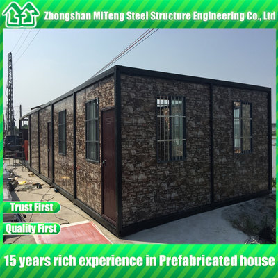 Steel structure Insulated Expandable Container House with Cultural Stone Sandwich Panel