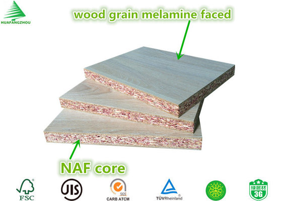 2016 US market hot sale NAF standard 9-25mm wood grain melamine flakeboards