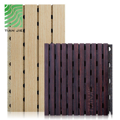 Tianjie Fireproof and Eco-Friendly Acoustic Panels Fireproof Acoustic Wall Wooden Grooved Slat Acoustic Panels for Theater