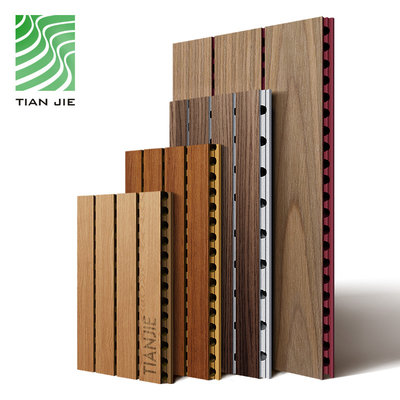 Tianjie Fireproof and Eco-Friendly Acoustic Panels Fireproof Acoustic Wall Wooden Grooved Slat Acoustic Panels for Theater