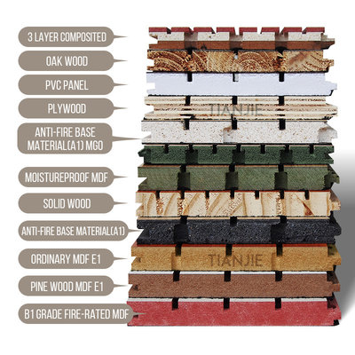 Tianjie Acoustic Panels Decoration Fireproof And Eco-friendly Home Bathroom 15mm Fireproof Wooden Acoustic 3d Wall Panels