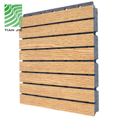 Tianjie Wood Slat Flame Retardant And Eco-Friendly Acoustic Panels E1 Grade Flame Retardant Material Grooved Acoustic Panels