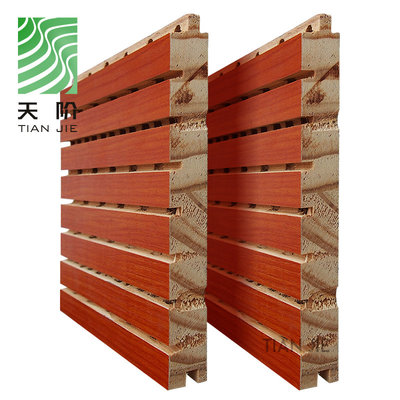 Tianjie Wood Slat Flame Retardant And Eco-Friendly Acoustic Panels E1 Grade Flame Retardant Material Grooved Acoustic Panels