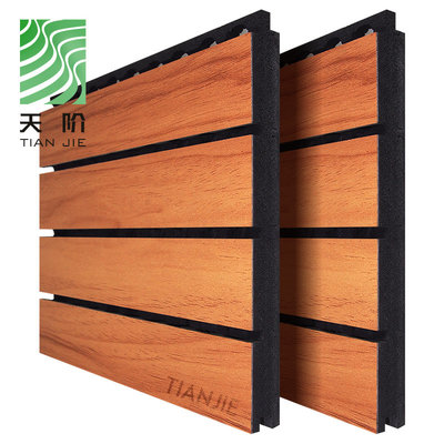 Tianjie Wood Slat Flame Retardant And Eco-Friendly Acoustic Panels E1 Grade Flame Retardant Material Grooved Acoustic Panels
