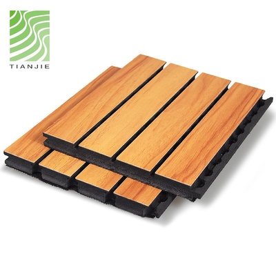 Eco-friendly Acoustic Soundproofing Grooved Acoustic Panels Hotel Meeting Room Studio Wood Wall Panel