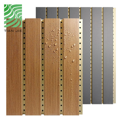 Eco - Friendly Acoustic Panels Sound Proof Wooden Grooved Wood Paneling WPC Acoustic Panel For Wall