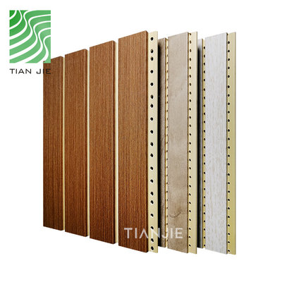 Eco - Friendly Acoustic Panels Sound Proof Wooden Grooved Wood Paneling WPC Acoustic Panel For Wall