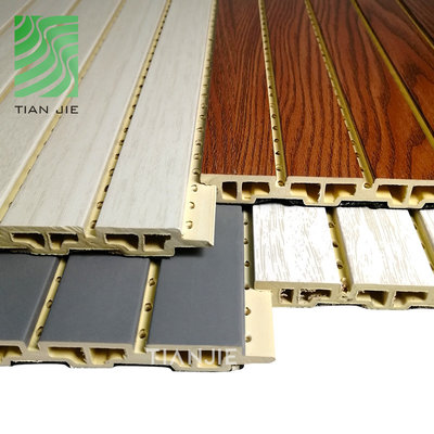 Eco - Friendly Acoustic Panels Sound Proof Wooden Grooved Wood Paneling WPC Acoustic Panel For Wall