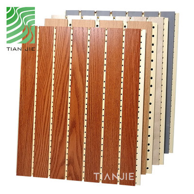 Eco - Friendly Acoustic Panels Sound Proof Wooden Grooved Wood Paneling WPC Acoustic Panel For Wall