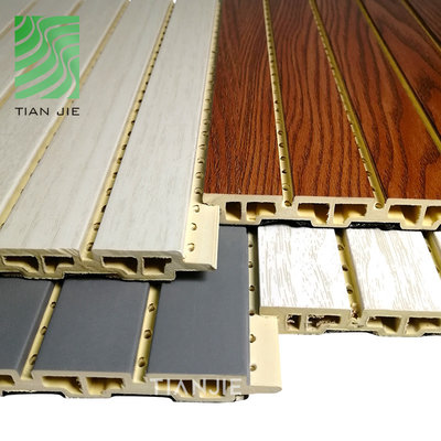 Eco - Friendly Acoustic Panels Sound Proof Wooden Grooved Wood Paneling WPC Acoustic Panel For Wall