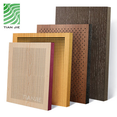 Tianjie Eco-Friendly Acoustic Panels Fireproof MDF Sound Proof Wall Acoustic Slat Perforated Slat Panel Wood Oak