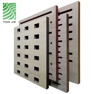 Tianjie Acoustic Panels Eco-friendly Polyester Fiber Veneer Studio Acoustic Room Soundproof Fireproof Perforated Wooden Acoustic Panel