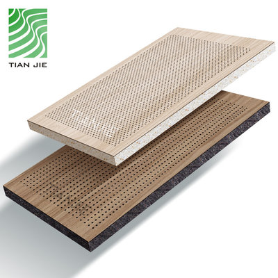 Tianjie Eco-Friendly Acoustic Panels Fireproof MDF Sound Proof Wall Acoustic Slat Perforated Slat Panel Wood Oak