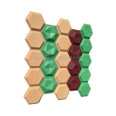 Sound Absorption Tianjie Acoustic Panels Pet Hexagon Polyester 3d Highly Effective Decorative Acoustic Felt Wall Panels