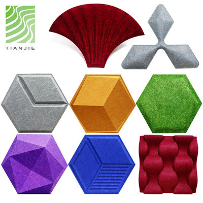 Tianjie Sound Proof Wall Decoration Triangles Modern 3d Soundproof Panels Polyester Sound Absorber Felt Soundproof Panels