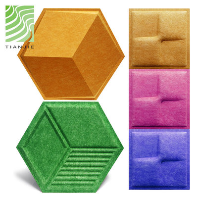 Sound Absorption Tianjie Acoustic Panels Pet Hexagon Polyester 3d Highly Effective Decorative Acoustic Felt Wall Panels