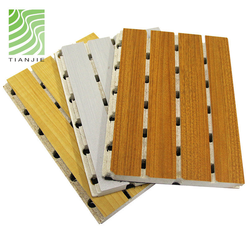 Eco-friendly Acoustic Soundproofing Grooved Acoustic Panels Hotel Meeting Room Studio Wood Wall Panel
