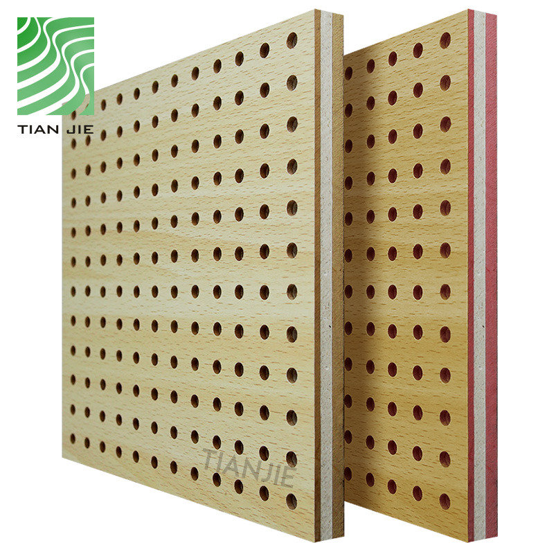 Tianjie Acoustic Panels Eco-friendly Polyester Fiber Veneer Studio Acoustic Room Soundproof Fireproof Perforated Wooden Acoustic Panel