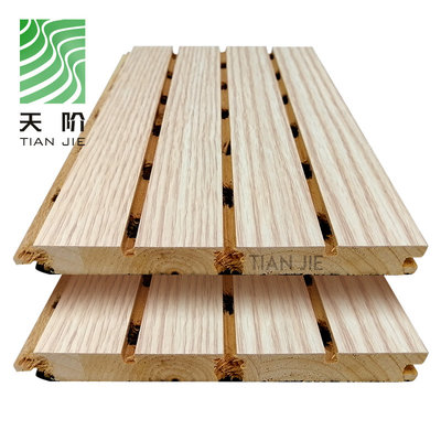 Tianjie Wood Slat Flame Retardant And Eco-Friendly Acoustic Panels E1 Grade Flame Retardant Material Grooved Acoustic Panels