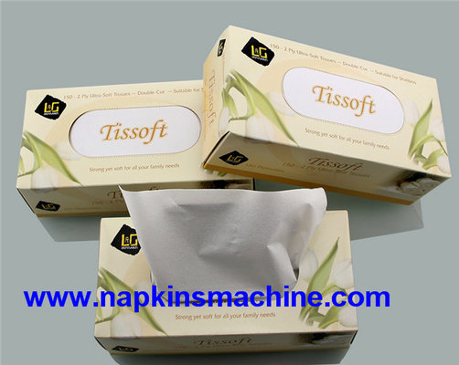 Flat Box Packing Facial Tissue Machine With Embossing / Folding Unit And Cutting supplier