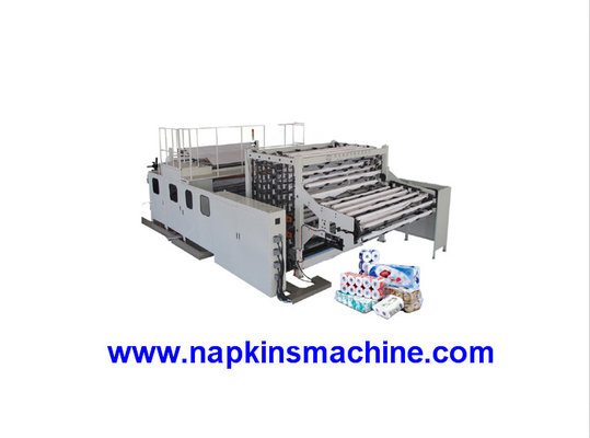 Custom Compact Toilet Roll Making Machine With Electricity Control And Cutting System supplier