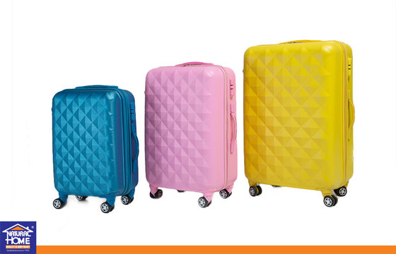 ABS PC Zipper Grid Travel Luggage Cases with Omni-directional Wheels , Coded Lock Suitcase